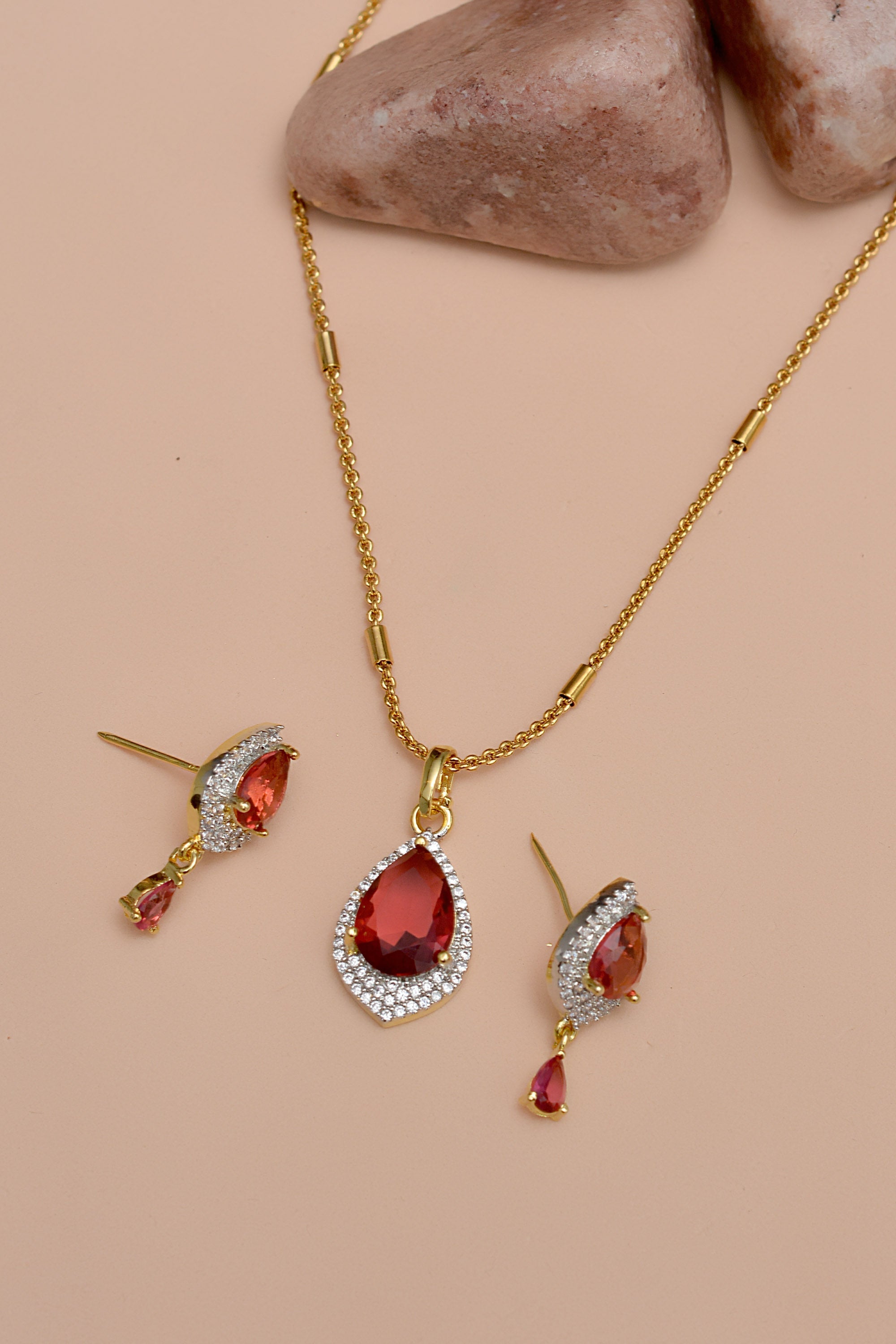 Party Wear Red Locket Set – Anzay Jewellery