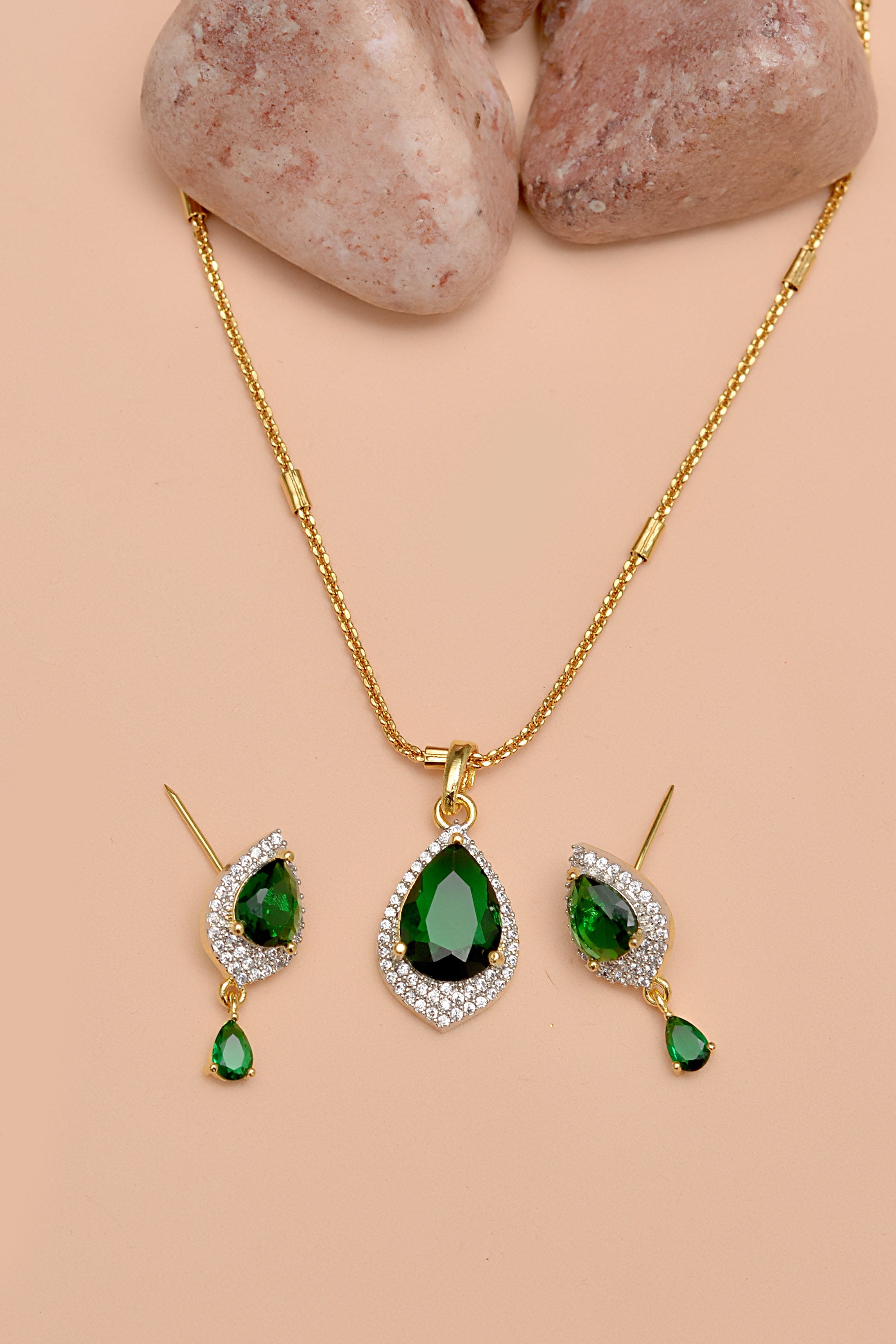 Party Wear Green Locket Set – Anzay Jewellery