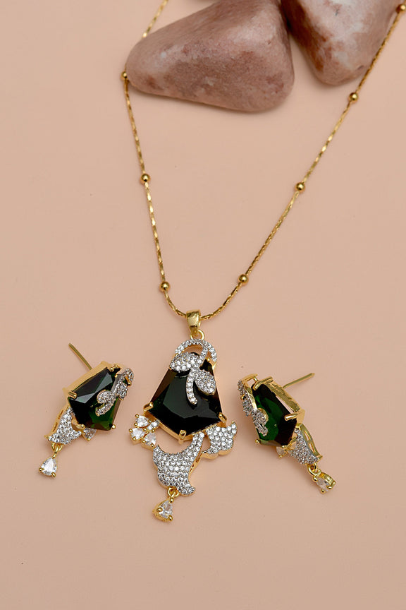 Party Wear Green Locket Set – Anzay Jewellery