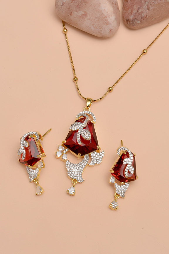 Party Wear Red Locket Set – Anzay Jewellery