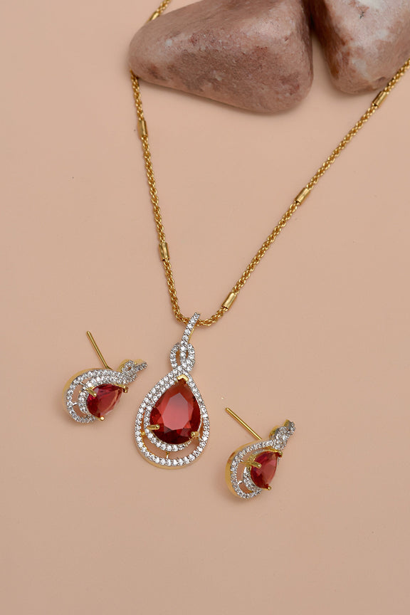 Party Wear Red Locket Set – Anzay Jewellery