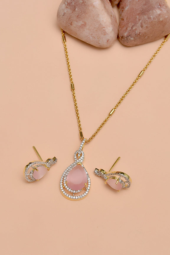 Party Wear Pink Locket Set – Anzay Jewellery