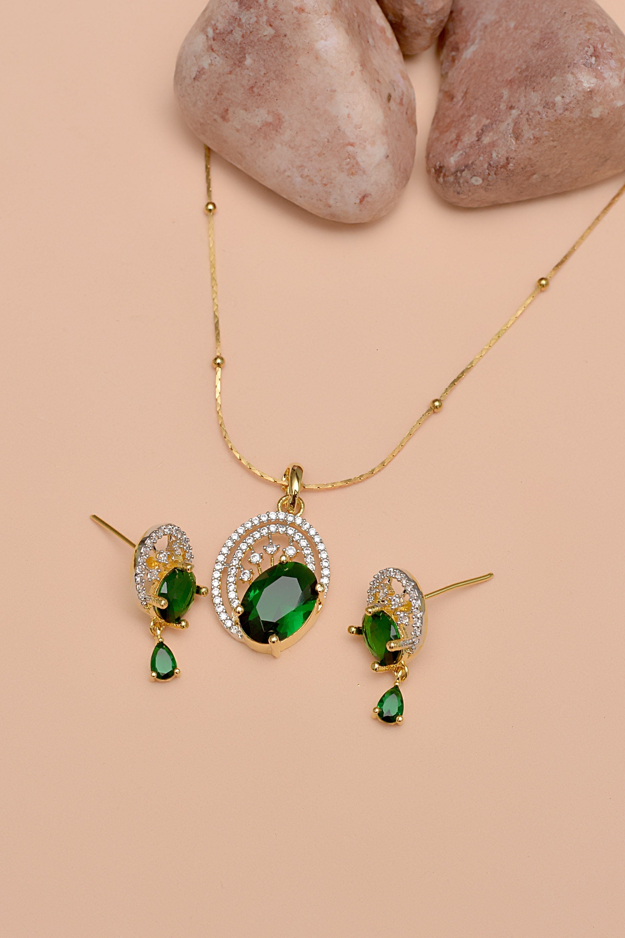 Party Wear Green Locket Set – Anzay Jewellery